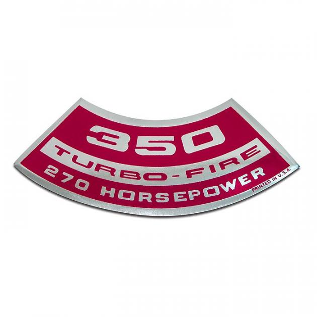 Nova Air Cleaner Decal, Small Block, 350 Turbo-Fire, 270 HP, 1971 ...